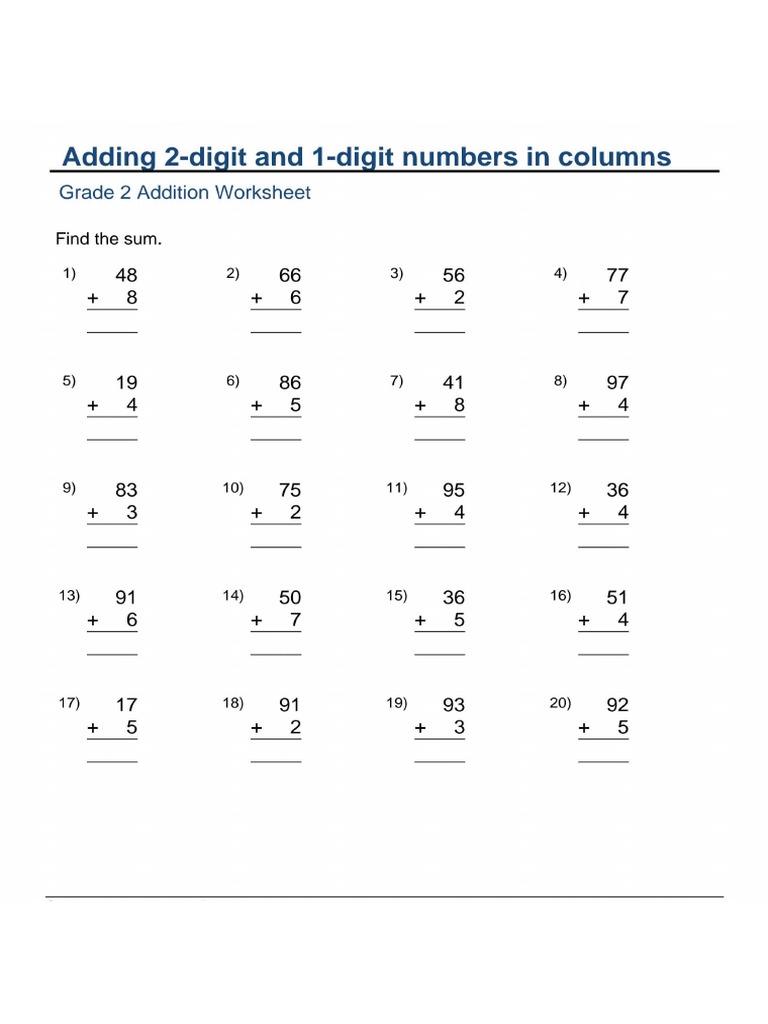 Practice Worksheet Addition | PDF