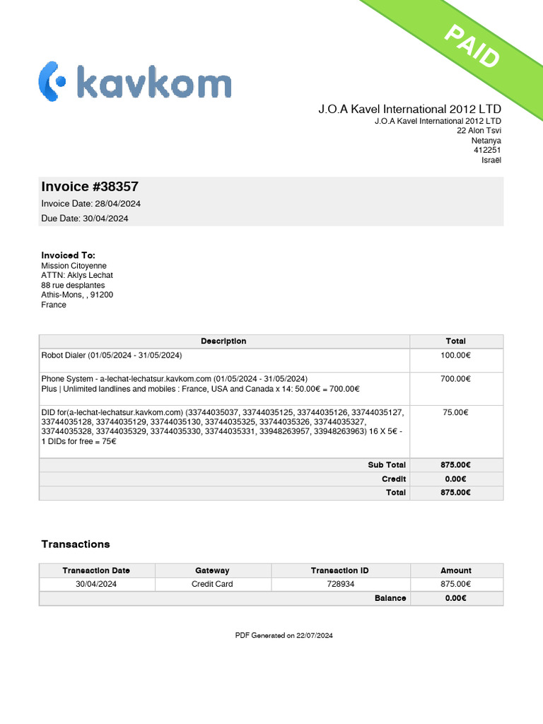 Invoice 38357 | PDF