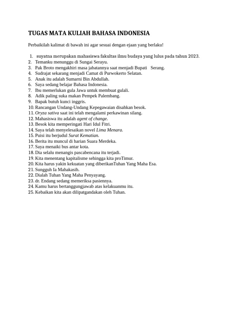 TUGAS Ejaan 1 2024 | PDF