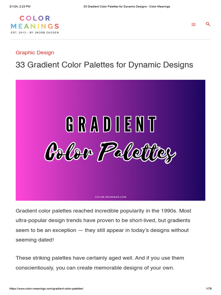 33 Gradient Color Palettes for Dynamic Designs | PDF