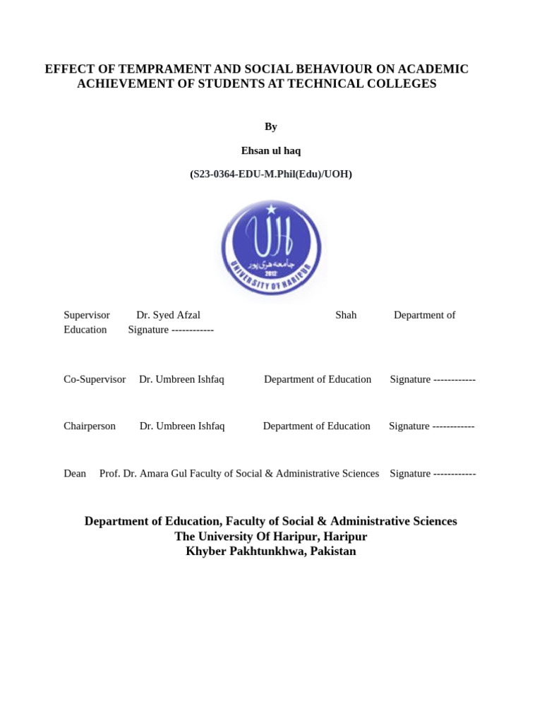 Synopsis Ehsan Ul Haq | PDF