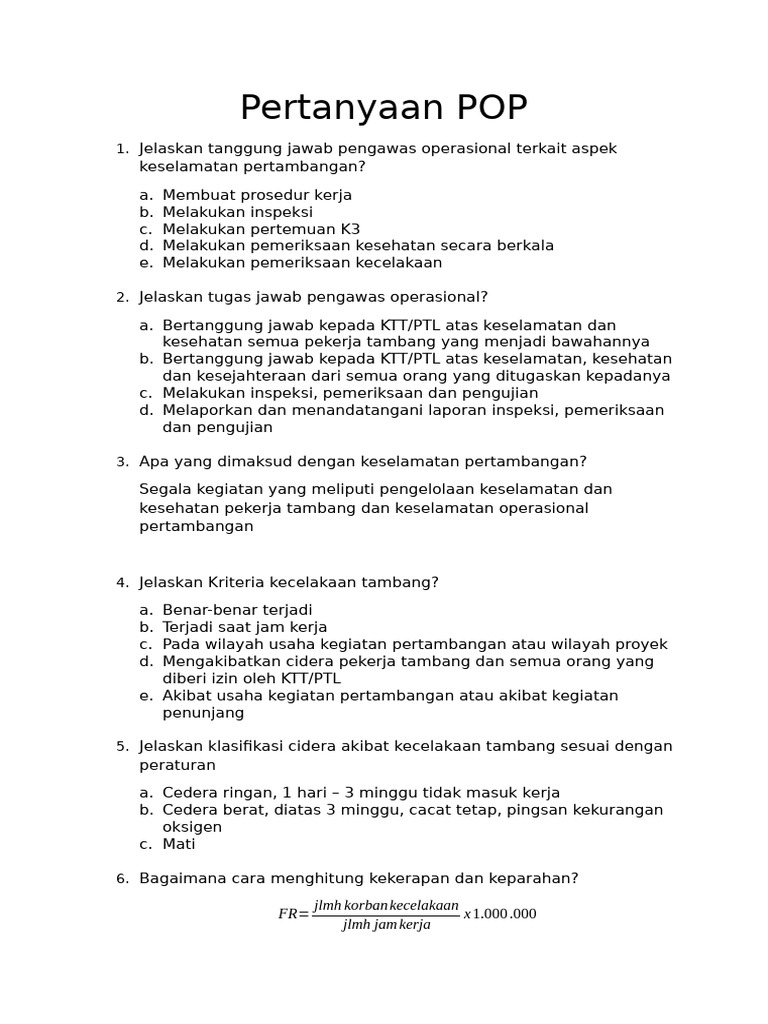 Pertanyaan POP | PDF