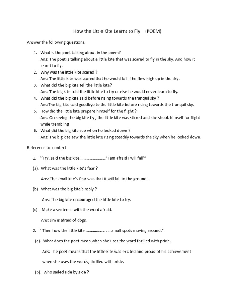 Eng Kite Question Ans | PDF