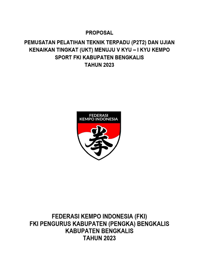 Bundle Proposal P2T2 Dan Ukt Fki Pengka Bengkalis Bulan Oktober Tahun 2023 | PDF
