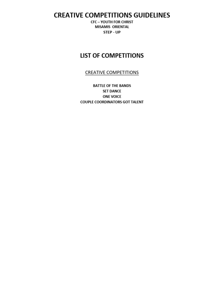 Creative Competitions Guidelines Revised Pdf Performing Arts