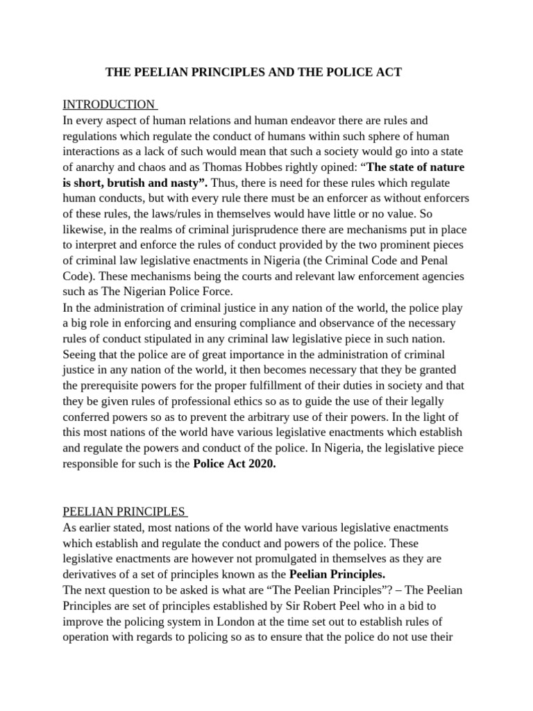 The Peelian Principles and The Police Act | PDF