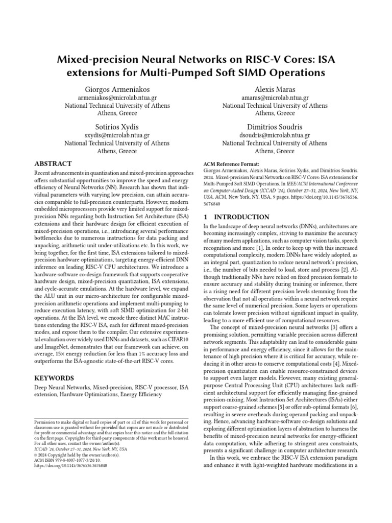 Mixed-Precision Neural Networks On RISC-V Cores: ISA Extensions For ...