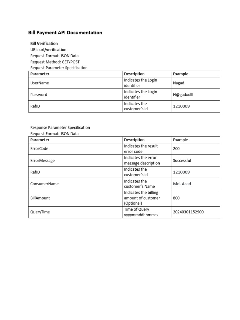 Bill Payment - Nagad - API - Draft | PDF