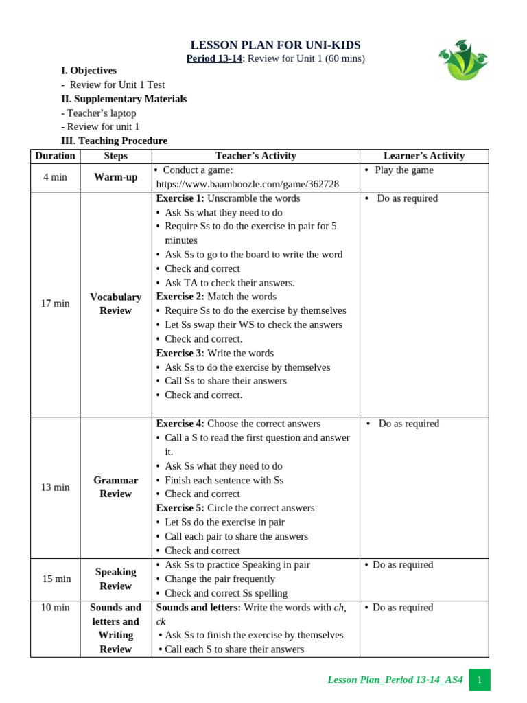 Lesson Plan - Period 13-14 - AS4 | PDF