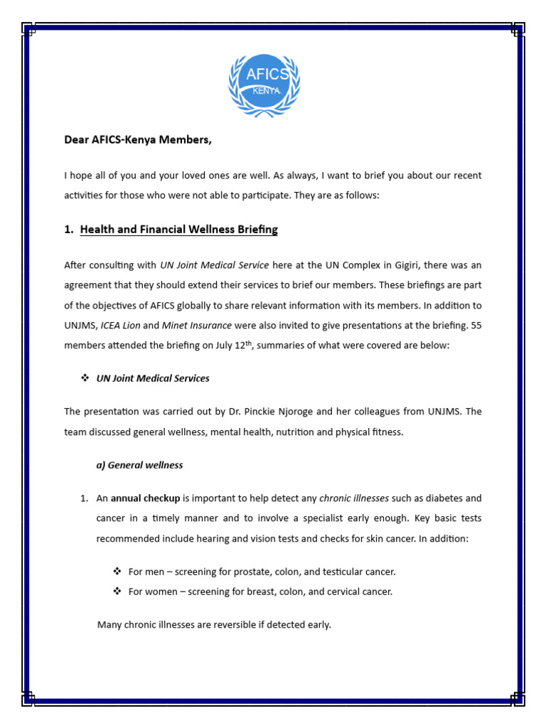 AFICS-K Monthly Note July 2024 | PDF