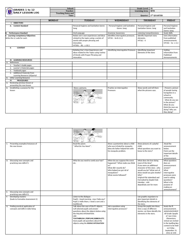 DLL - MTB 3 - Q2 - W2 | PDF