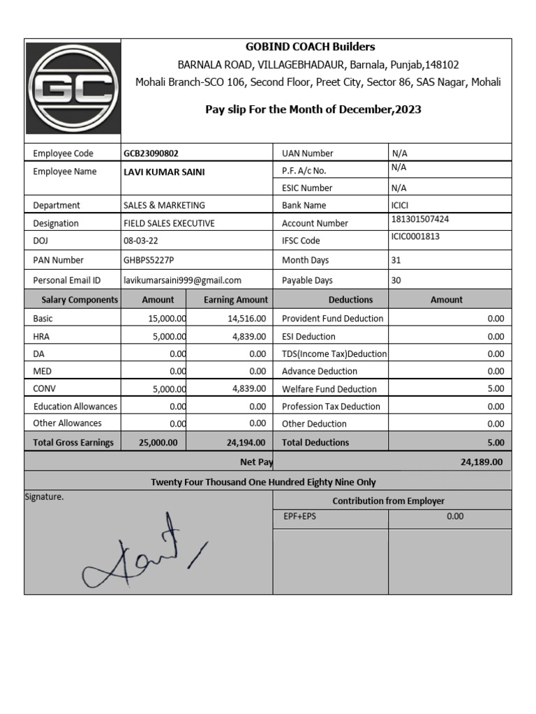 Payslip of Dec | PDF