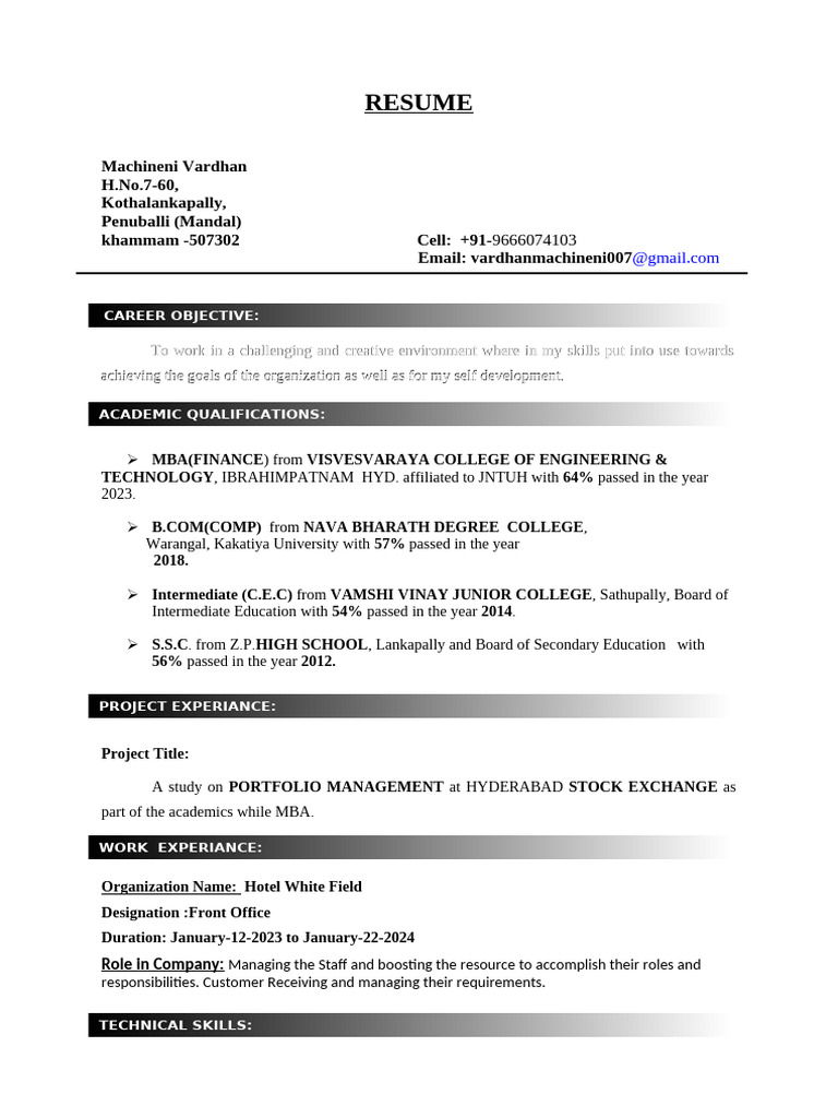 Vardhan Resume | PDF