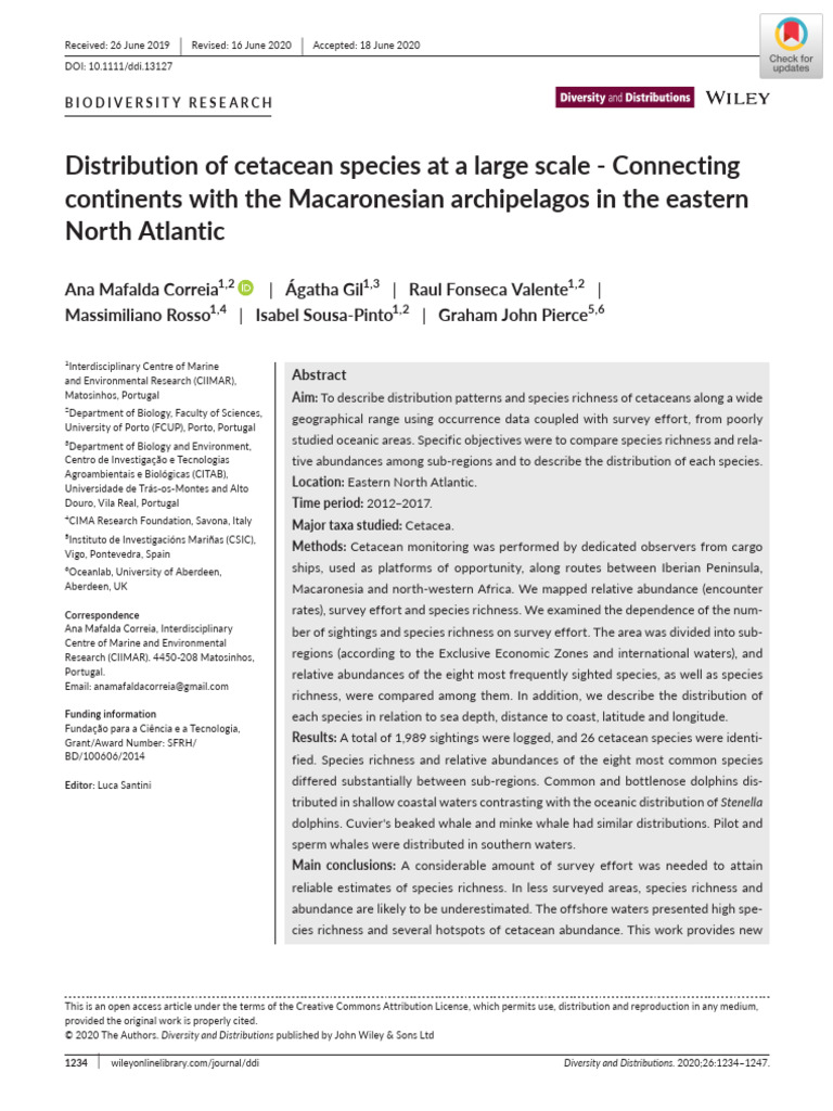 Distribution of Cetacean Species at A Large Scale | PDF | Akaike ...