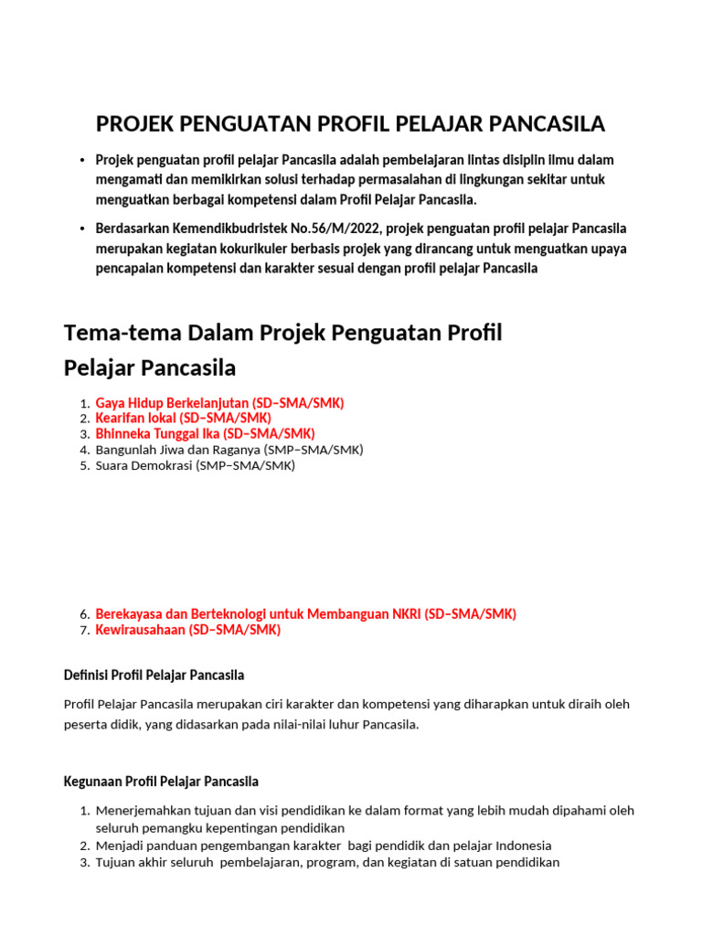 Materi P5 SD Kelas 1 | PDF