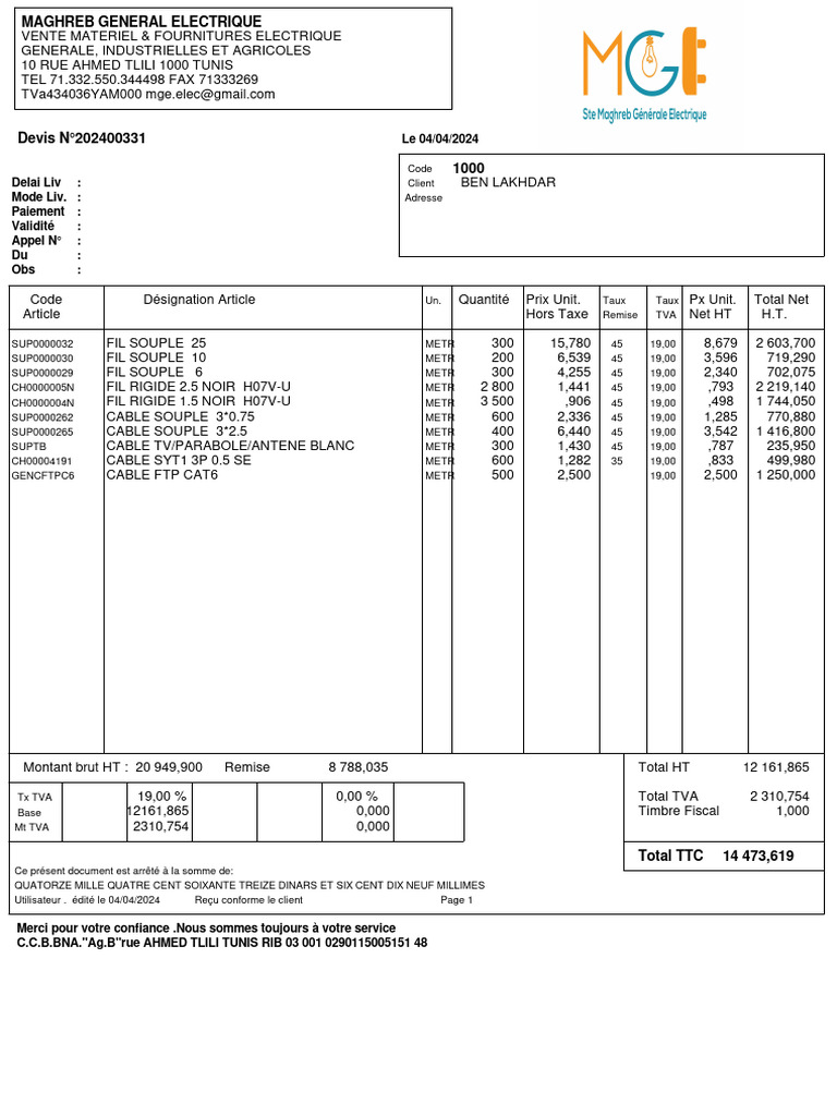Devis 202400331 | PDF