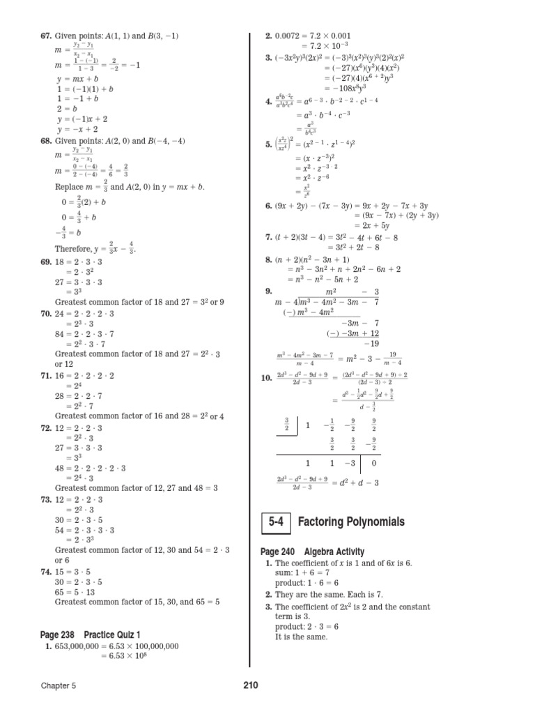 Answers of Lesson 5.4 | PDF