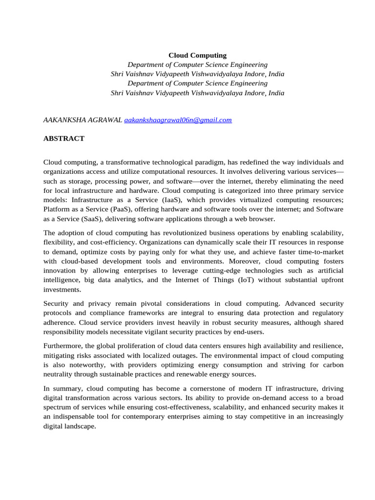 2) Cloud Computing Research Paper | PDF