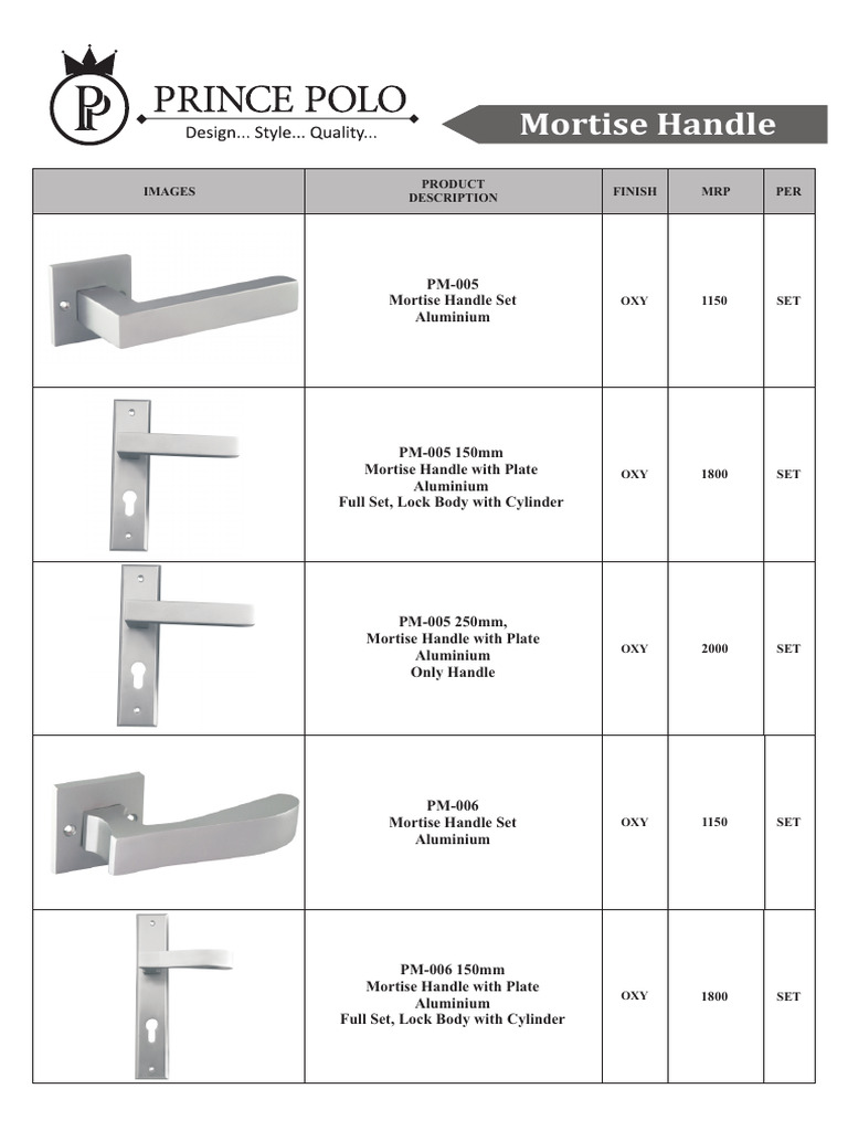 Mortise Handles Catalog 31-01-2024 | PDF