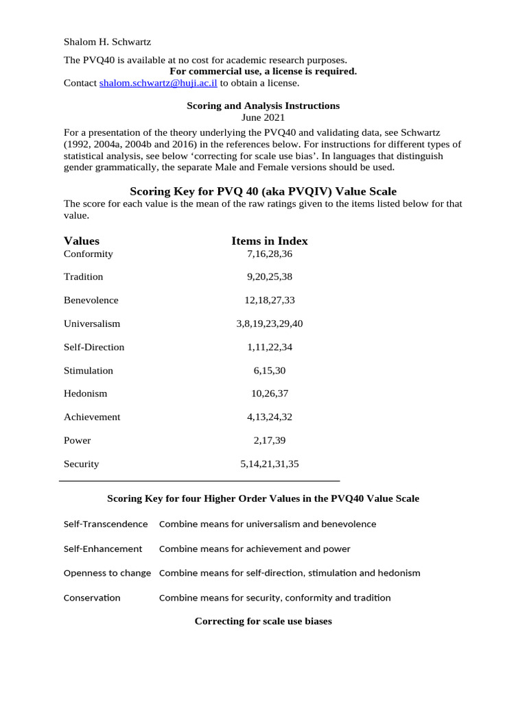 Coding Key PVQ40 | PDF
