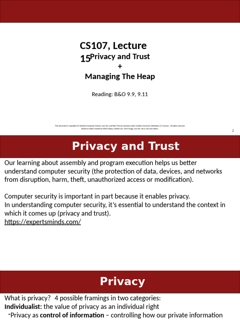 Privacy and Trust + Managing The Heap in Computer Security | PDF ...