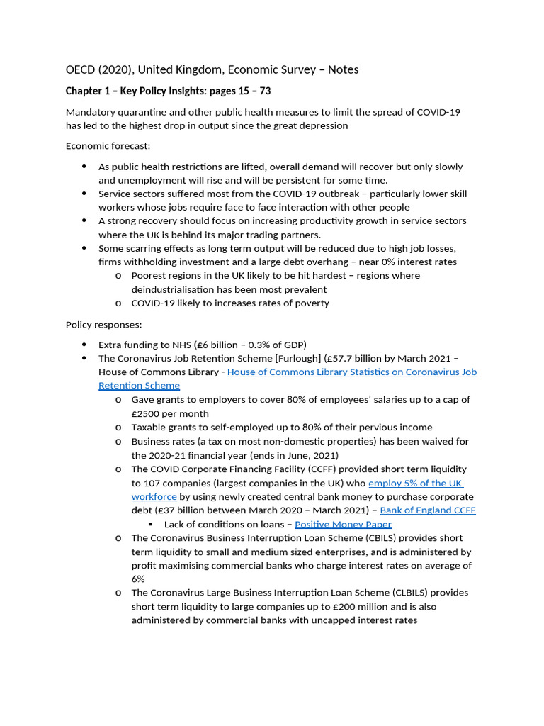 OECD (2020), United Kingdom, Economic Survey | PDF