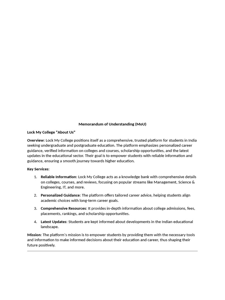 Memorandum of Understanding LMC | PDF