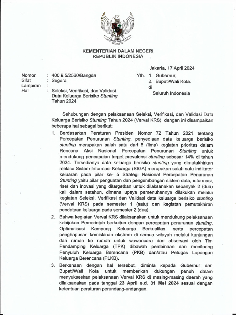 Surat Mendagri Verval KRS 2024 | PDF