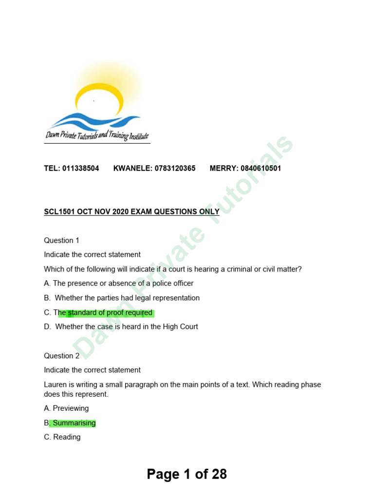 SCL Questions Answered | PDF