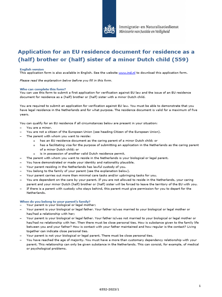 Application For An EU Residence Document For Residence As A (Half ...