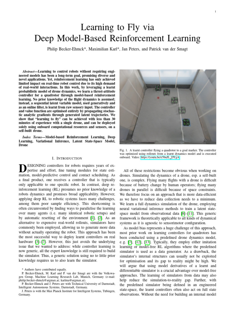 Leaning To Fly Via Deep Model Based Reinforcement Learning | PDF