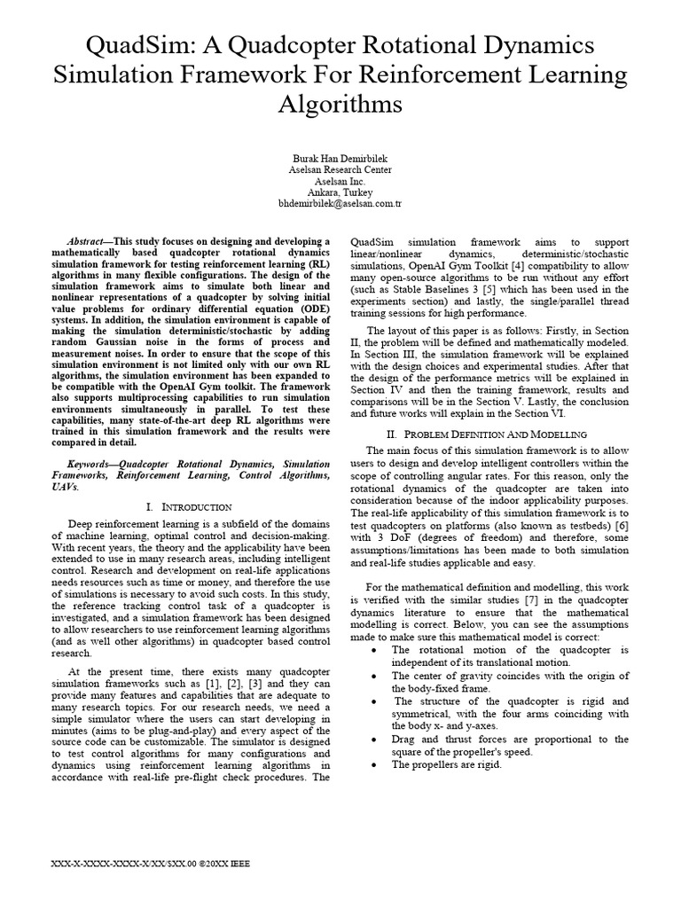 QuadSim A Quadcopter Rotational Dynamics Simulation Framework For ...