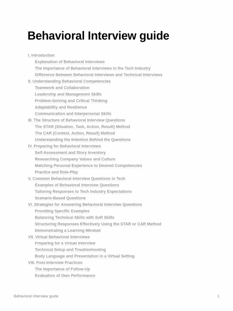 Behaviour Interview Guide | PDF