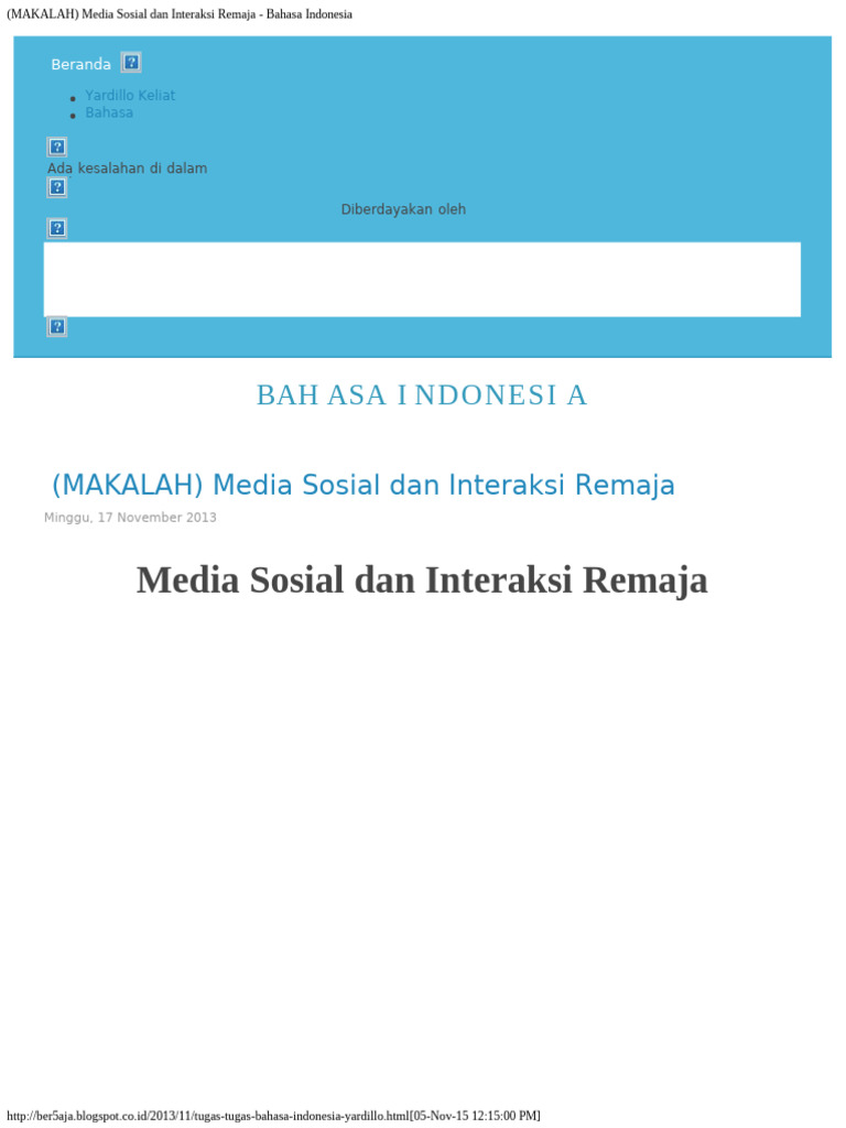 MAKALAH Media Sosial Dan Interaksi Remaj | PDF