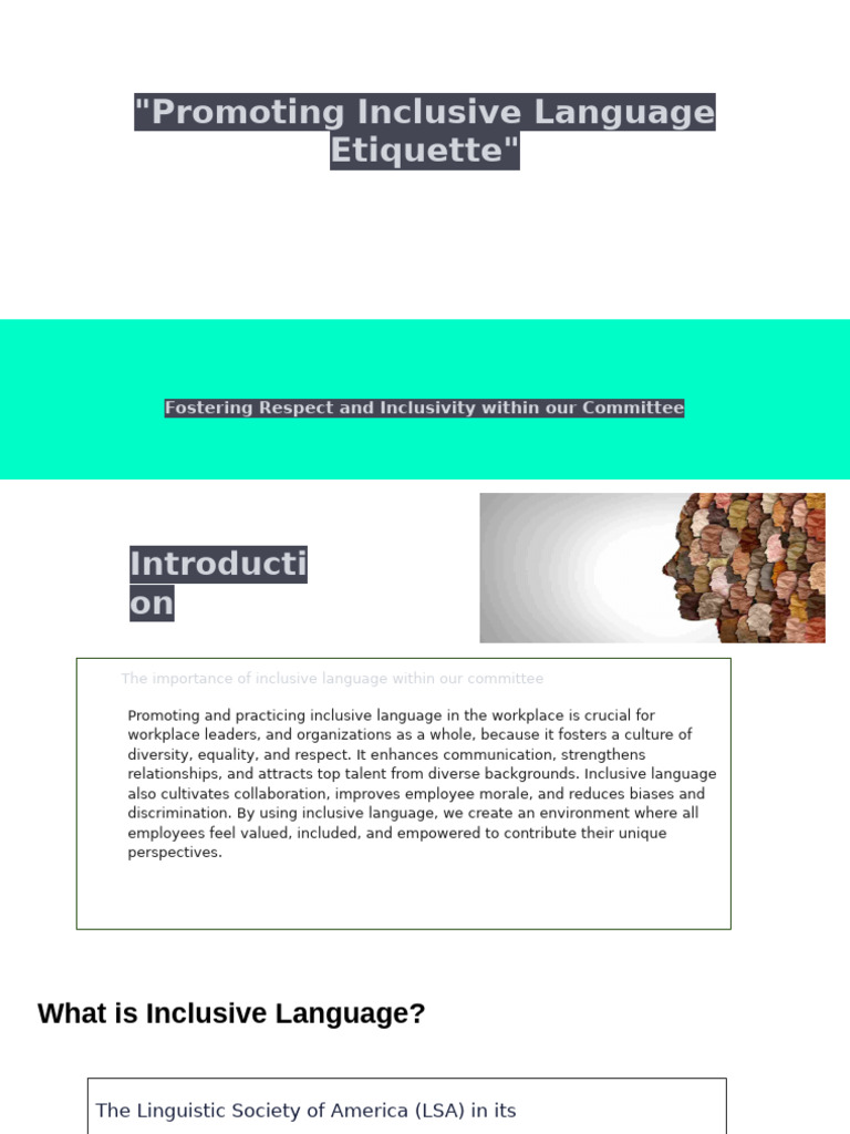"Promoting Inclusive Language Etiquette" - Mark Reuben | PDF