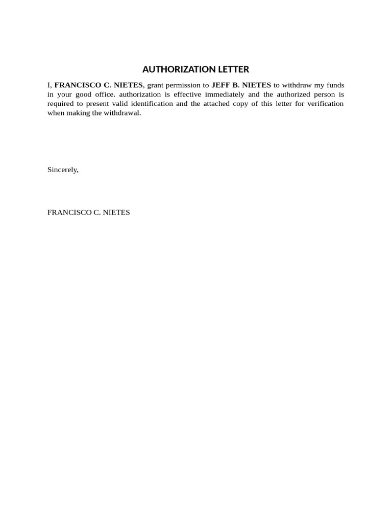 Authorization Letter | PDF