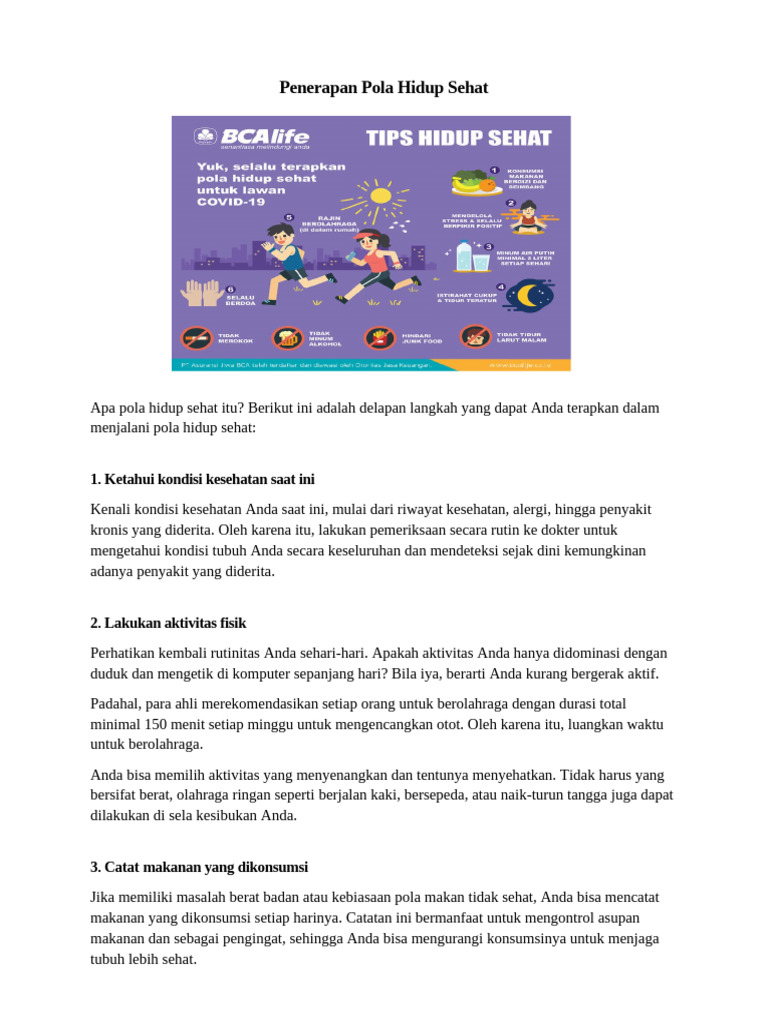 Penerapan Pola Hidup Sehat | PDF