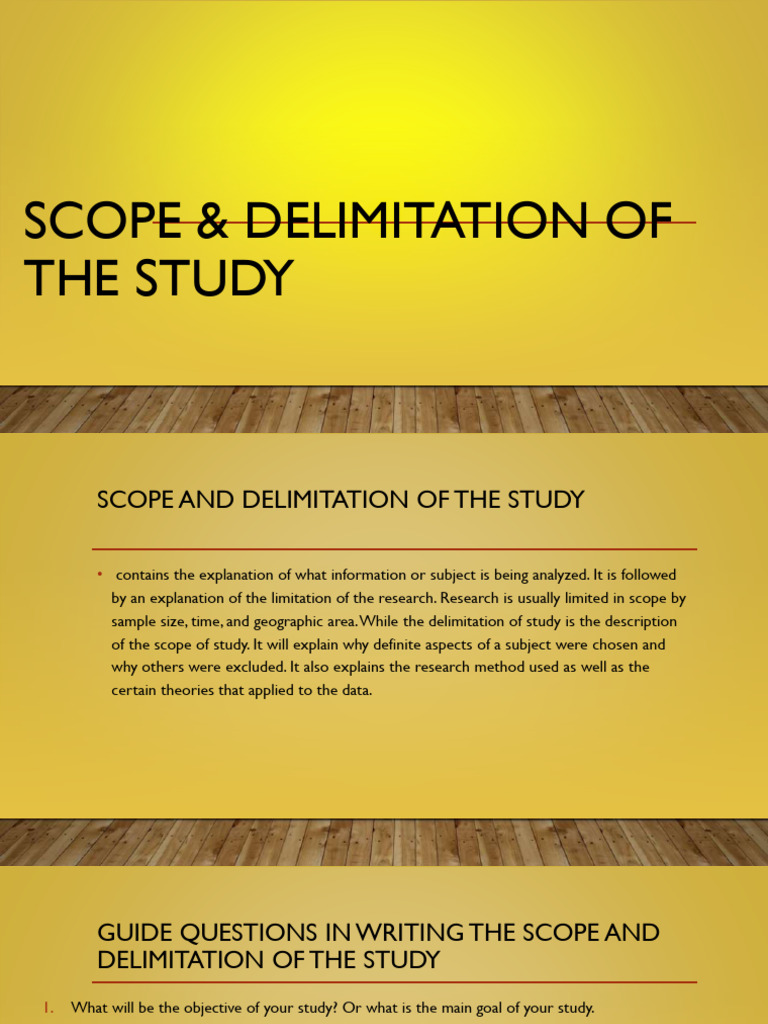 Scope Delimitation of The Study | PDF