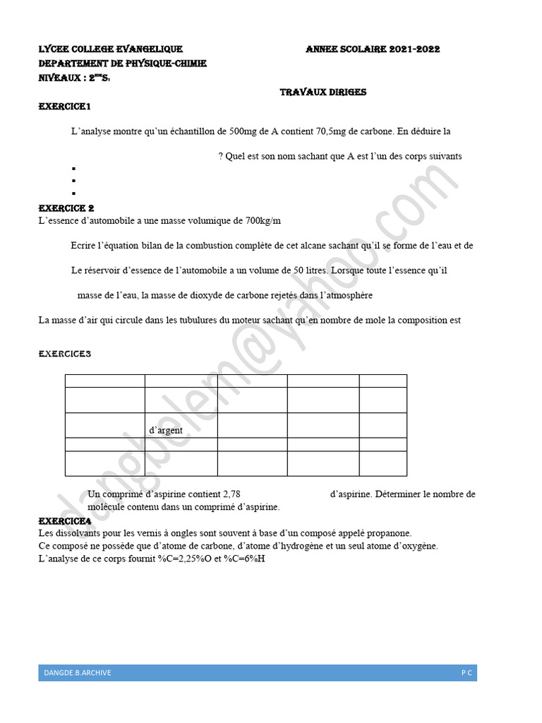 TD5 Chimie Seconde | PDF