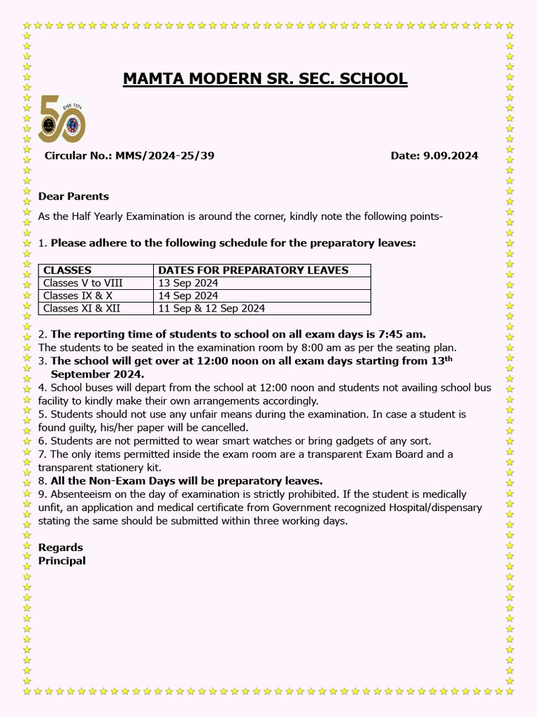 Guidelines For Half Yearly | PDF