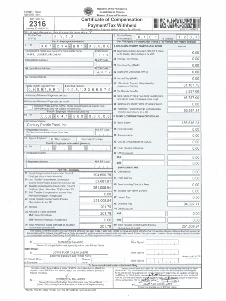Japse, Jowie - Form 2316 | PDF