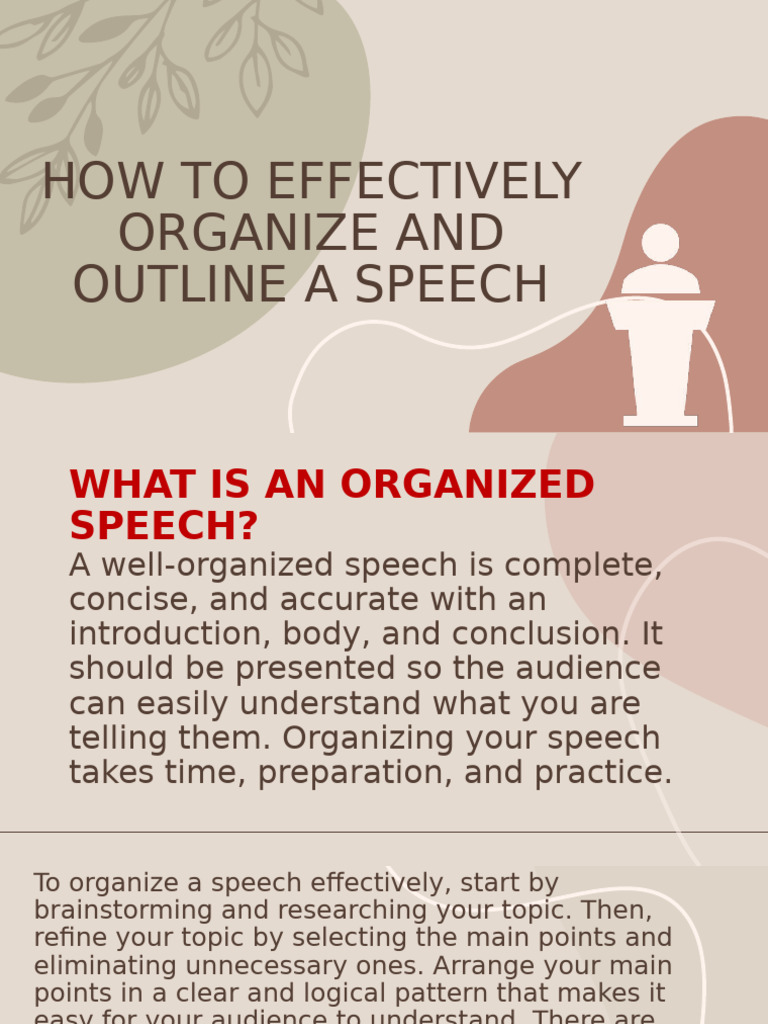 How To Effectively Organize and Outline A Speech | PDF