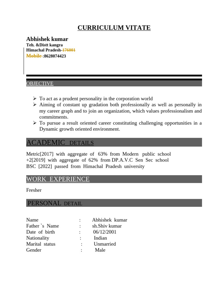Abhishek Kumar Resume | PDF