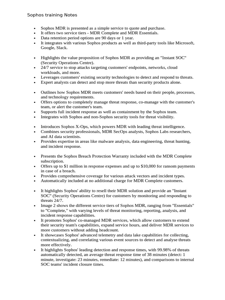 Sophos Training Notes | PDF