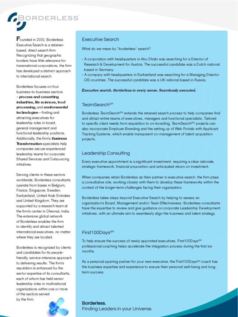 Introducing Border Less One-Pager 111121 | PDF | Chief Executive ...