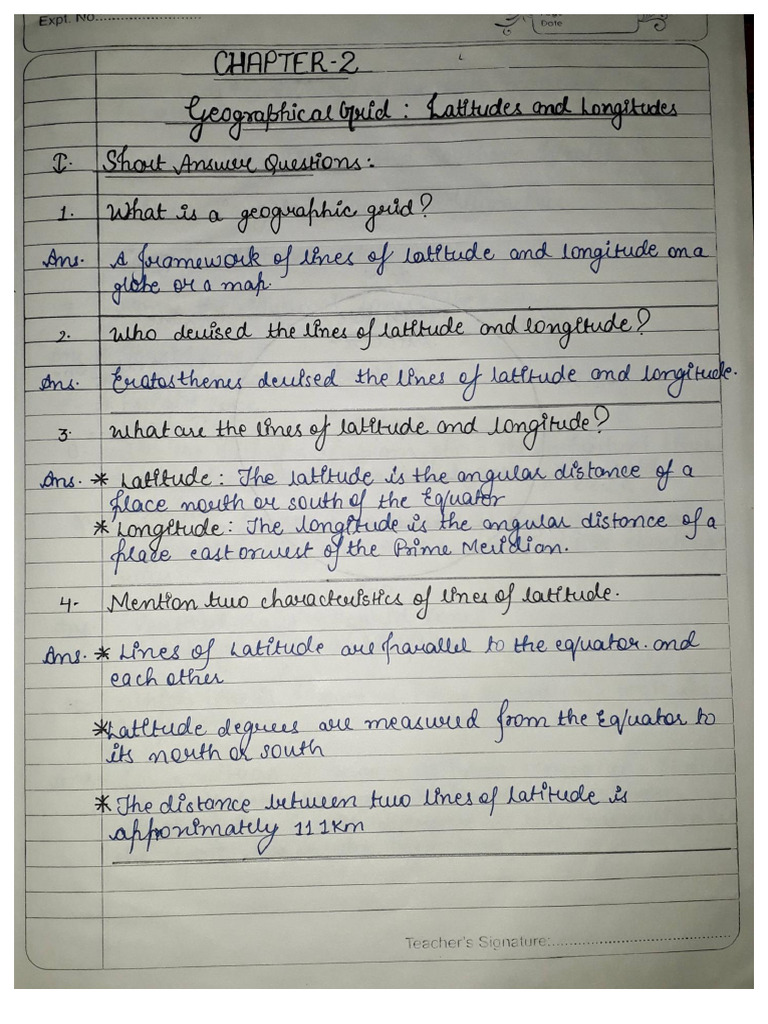 Geographic grid, Latitudes and Longitudes { Chapter- 2}(1) | PDF