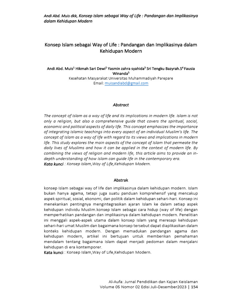 Konsep Islam Sebagai Way of Life Pandangan Dan Imp | PDF