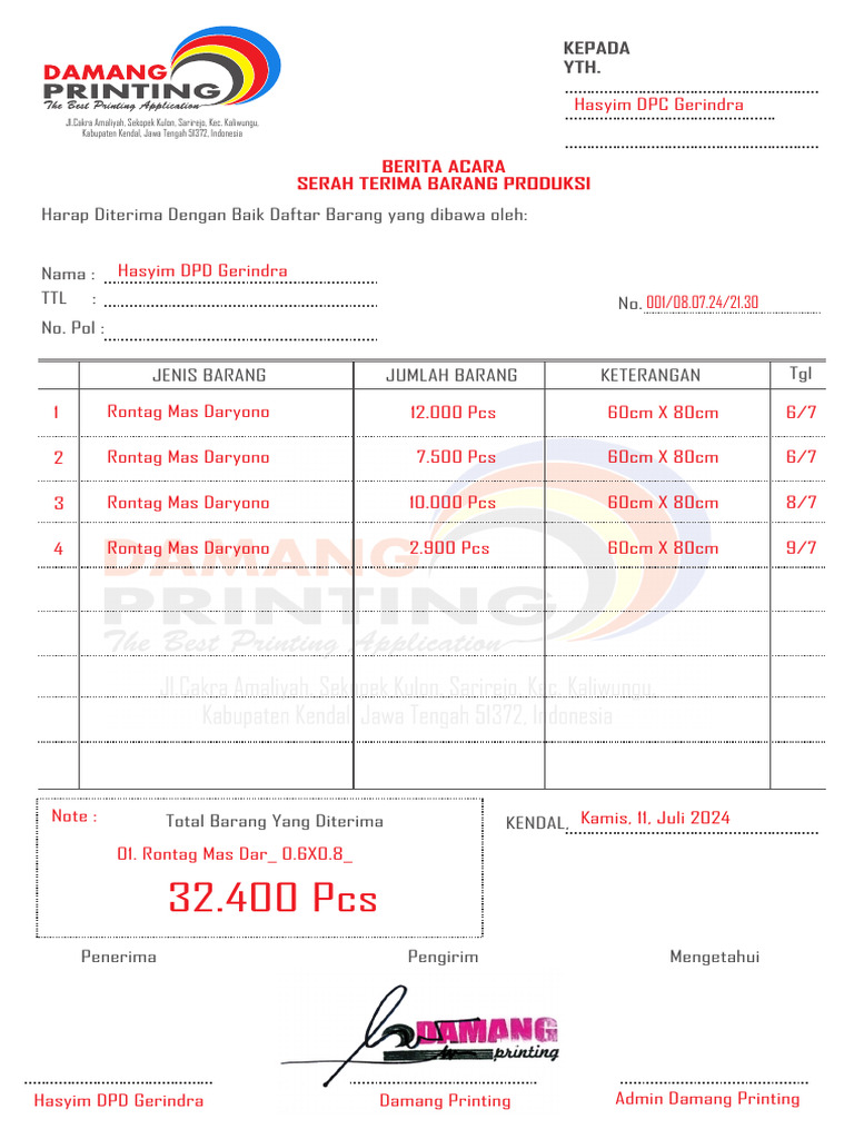 Surat Jalan DPD | PDF