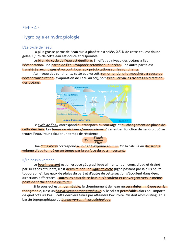 LU1ST001 Fiche Hydrologie Et Hydrogéologie | PDF