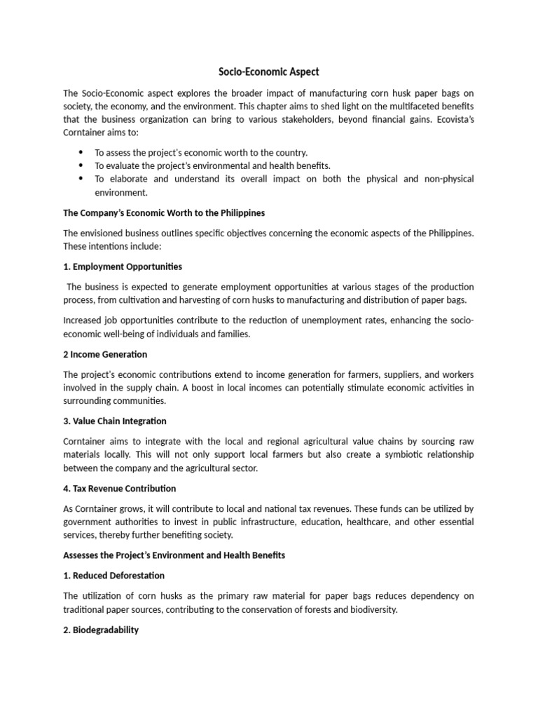 Socio Economic Aspect Jom | PDF